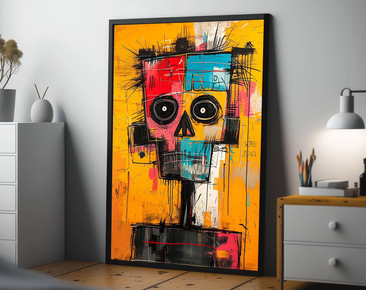 Living in Shapes - Abstract Geometric Skull Art Poster – AconaStudio