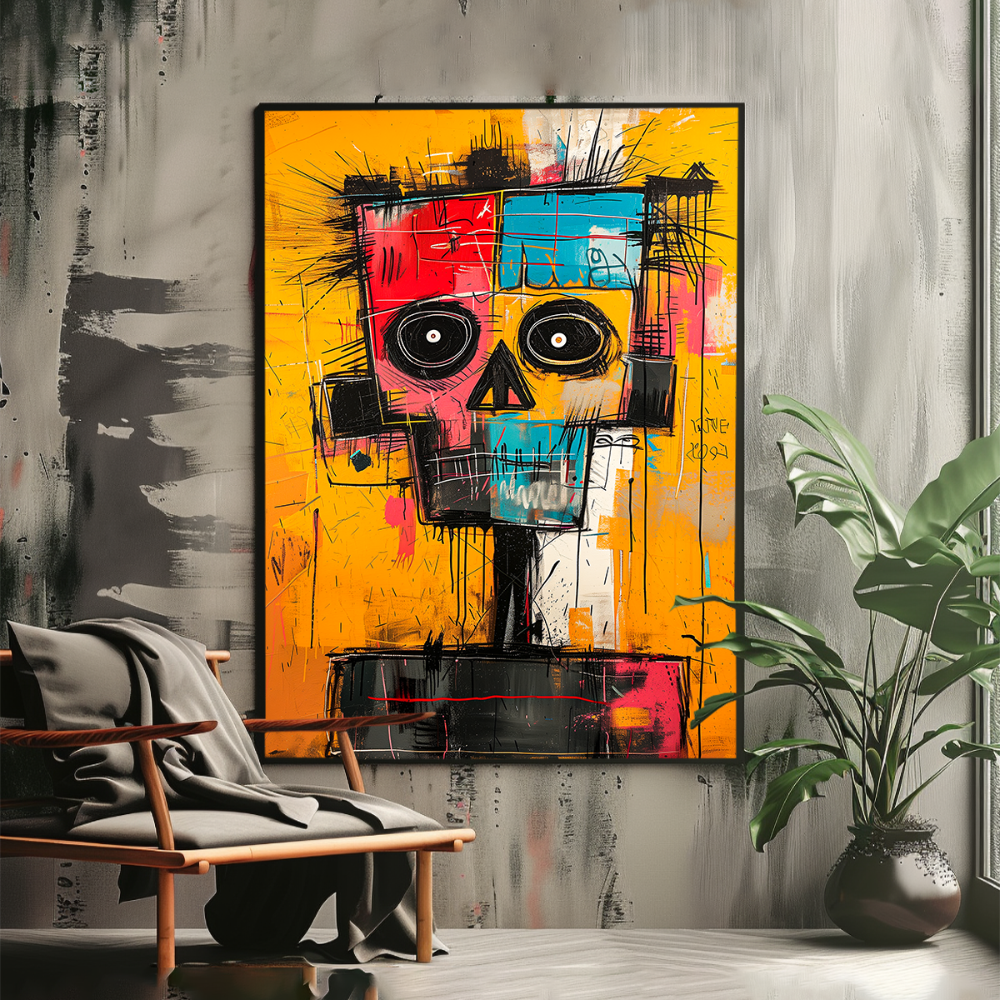 Living in Shapes - Abstract Geometric Skull Art Poster – AconaStudio